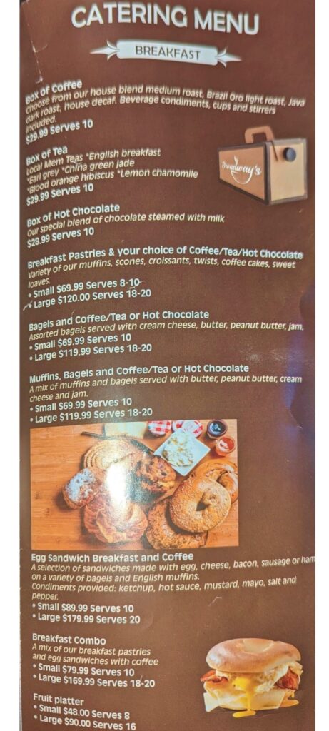 Catering Menu - Broadway's Pastry & Coffee Shop